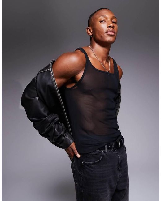 ASOS Square Neck Muscle Fit Vest in Black for Men | Lyst UK