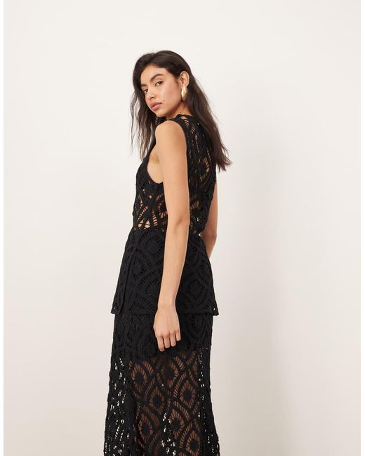 ARRANGE Crochet Longline Button Through Top Co-ord in Blue | Lyst UK