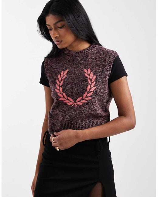 Fred Perry Marl Jumper in Red | Lyst UK