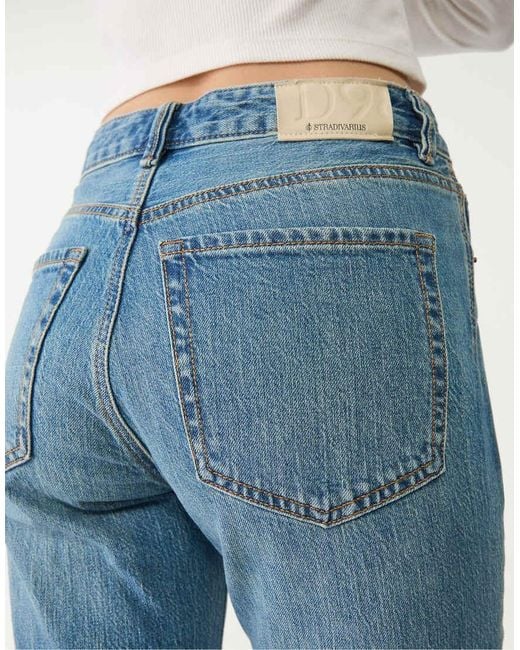 Stradivarius D98 Straight-leg Vintage Effect Jeans in Blue | Lyst UK