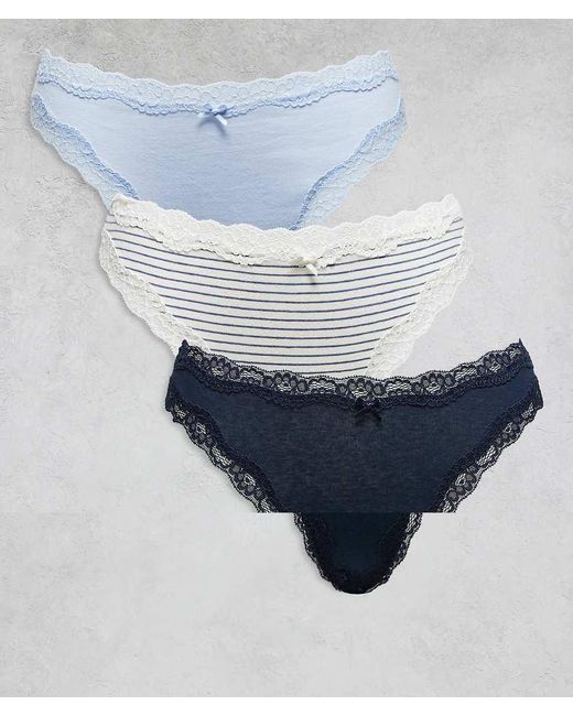 Lindex Wilma 3 Pack Thongs in Blue | Lyst UK