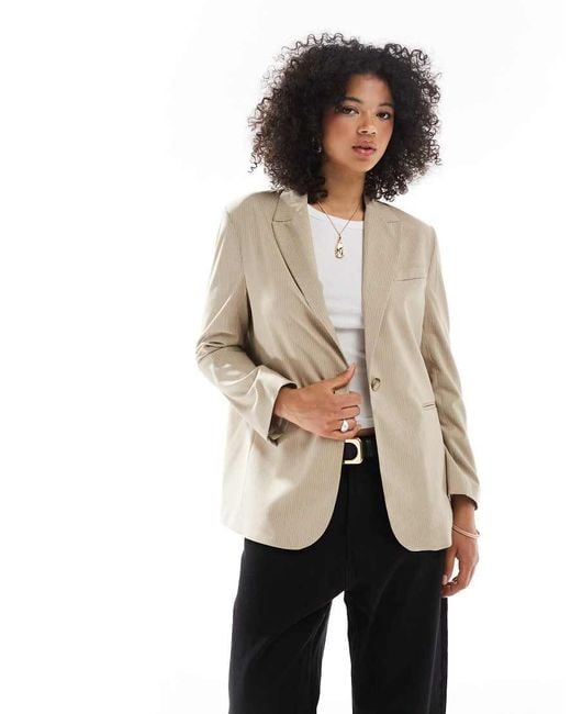 Pull&Bear Oversized Blazer With Crossover Back Detail in Natural | Lyst UK