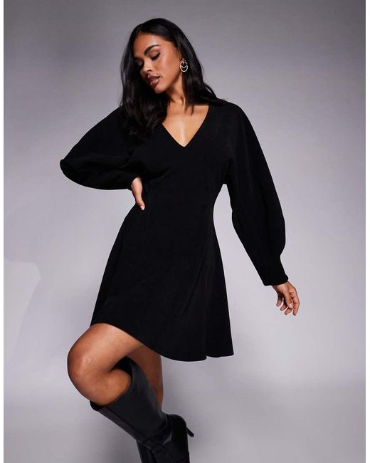 ASOS Cocoon Sleeve Cord Mini Dress in Black | Lyst UK