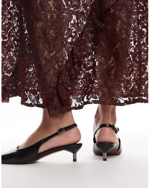 TOPSHOP Ellie Slingback Mid Heel Court Shoes in Brown | Lyst