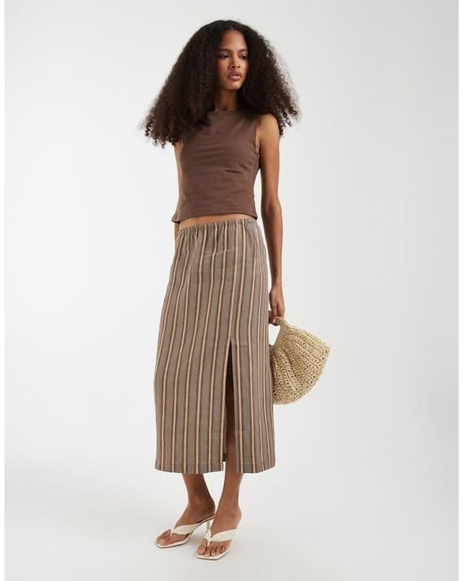 & Other Stories Straight Cut Midi Skirt in Natural | Lyst UK