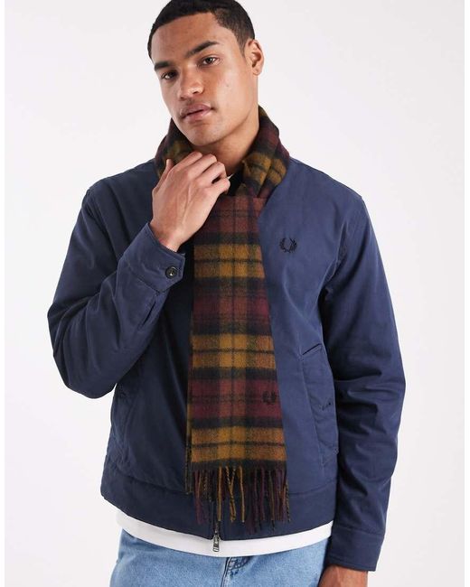 Fred Perry Lambswool Tartan Scarf in Blue for Men | Lyst UK