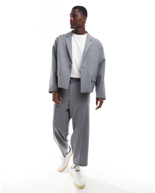 ASOS Boxy Slouchy Suit Jacket in Grey for Men | Lyst UK