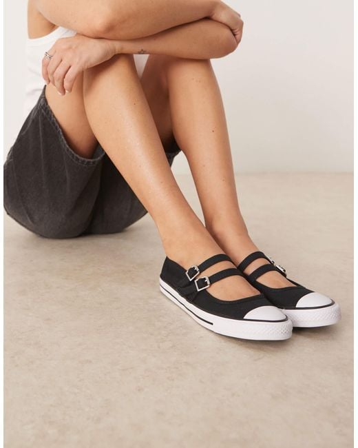 Converse Chuck Taylor All Star Dainty Mary Jane Ballet Flats in Natural ...