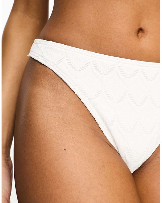 Peek & Beau Exclusive Textured Broderie High Leg Bikini Bottom in Brown | Lyst