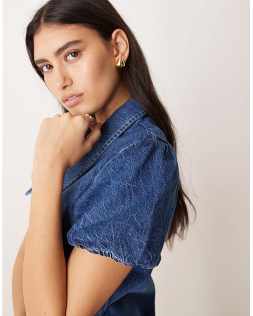 ASOS Collar Dress in Blue | Lyst