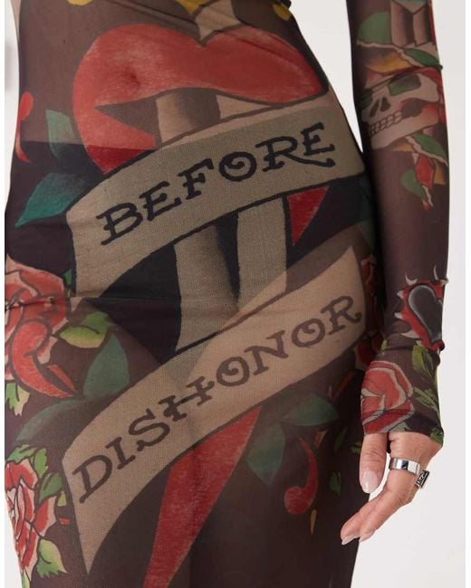 Ed Hardy Death Before Dishonor Dress in Natural | Lyst UK