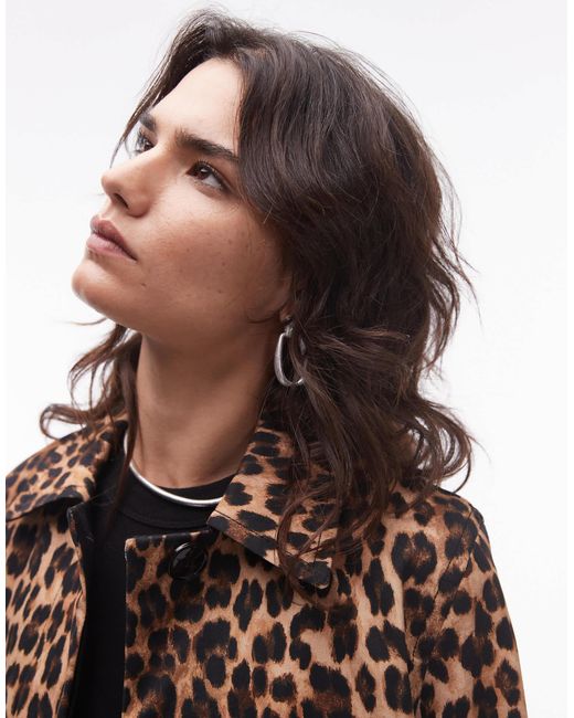 Mango Oversized Leopard Print Coat in Brown | Lyst