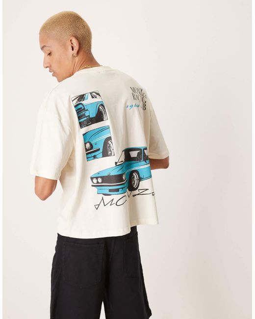 ASOS Boxy Oversized T-shirt With Front And Back Print in Blue for Men | Lyst
