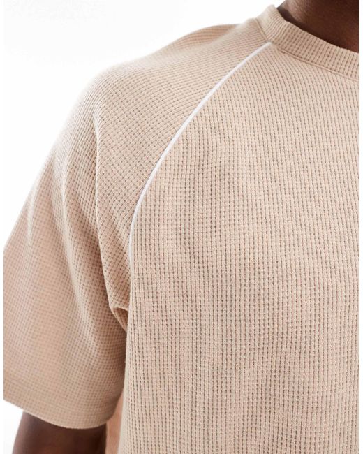 ASOS Relaxed Boxy Polo Shirt With Lace Panels in Natural for Men | Lyst UK