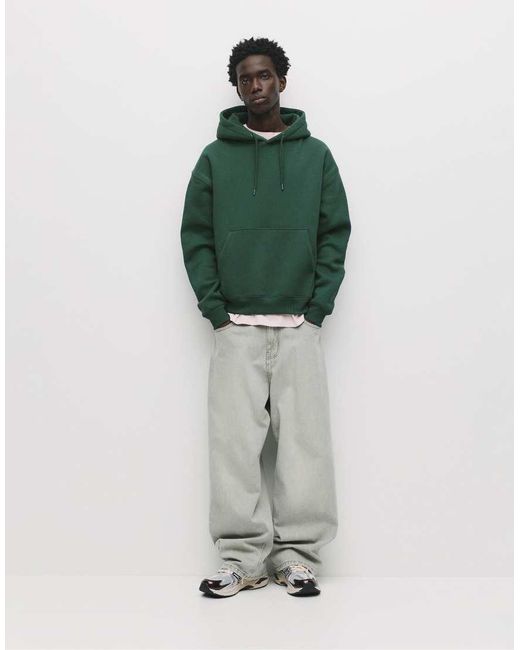 Pull&Bear Basic Hoodie in Green for Men | Lyst UK