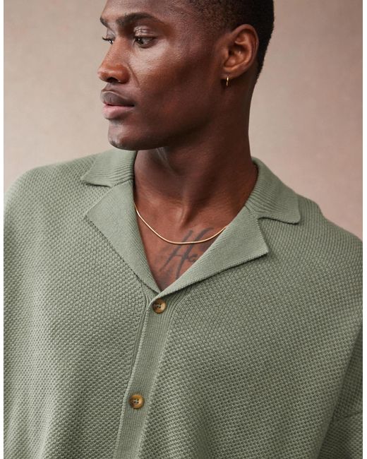 ASOS Oversized Fit Knitted Texture Revere Neck Button Through Polo in ...