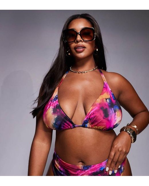 ASOS Asos Design Curve Arina High Apex Bikini Top in Red | Lyst UK