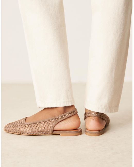 ASOS Lisse Round-toe Slingback Ballet Flats in Natural | Lyst