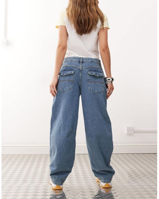 Collusion Barell Leg Jean With Step Hem Detail in Blue | Lyst