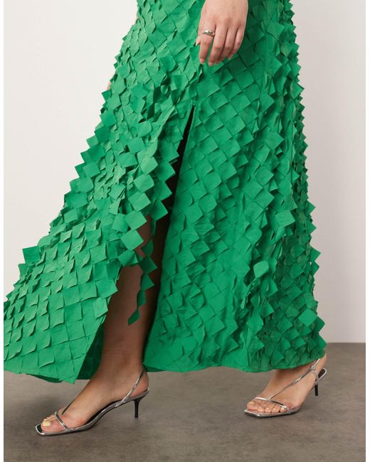 ARRANGE Curve Square Texture Fringe Hem Midaxi Dress With Split in ...