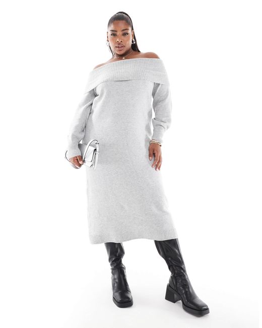 ONLY Off Shoulder Midaxi Dress in White | Lyst