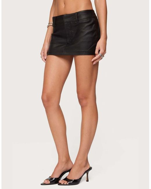 Edikted Danielle Faux Leather Mini Skort in Black | Lyst UK