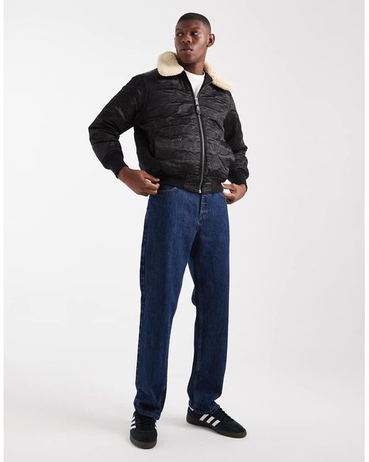 Alpha Industries B-15 Unisex Bomber Jacket With Borg Collar in Black ...