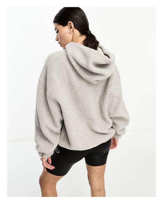 Asos Oversize Kapuzenpullover Aus Teddyfell In Grau Lyst At