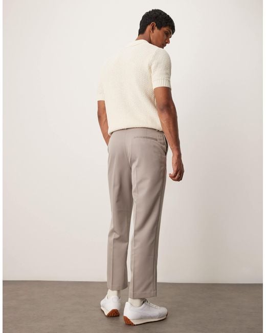 ASOS Smart Tapered Cropped Trousers in Natural for Men | Lyst
