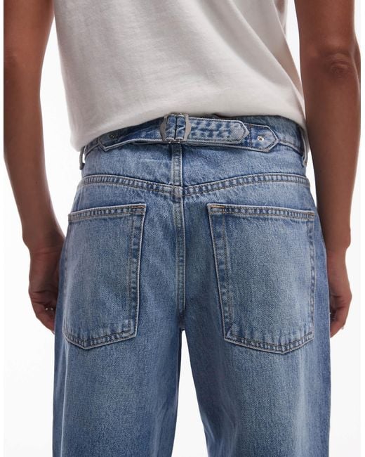 TOPSHOP Cinch Low Rise Relaxed Jean in Blue | Lyst