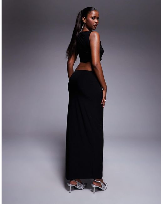 ASOS Slinky Cut Out With Pearl Trim And Side Split Maxi Dress in Blue ...