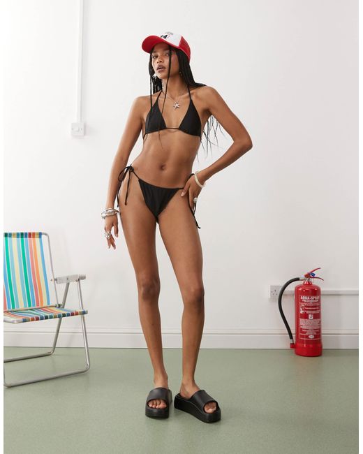 Collusion Mix And Match Tie Side Bikini Bottom in Natural | Lyst