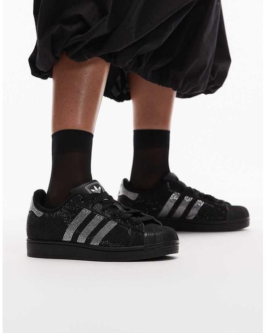 adidas Originals Superstar Ii Rhinestones Trainers in Black | Lyst UK