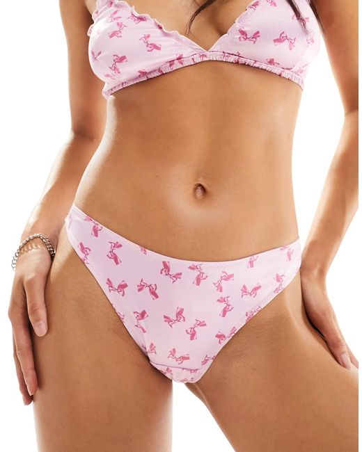 Monki Mix And Match Soft Satin Thong in Pink | Lyst Monki Mix And Match Soft Satin Thong in Pink | Lyst