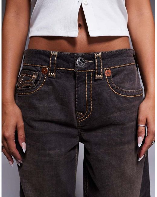 True Religion Jessie Super Baggy Flap Pocket Jeans in Grey | Lyst UK