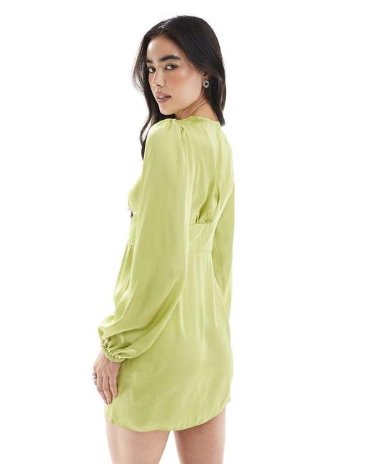 NARRATED Button Front Mini Dress in Green | Lyst UK