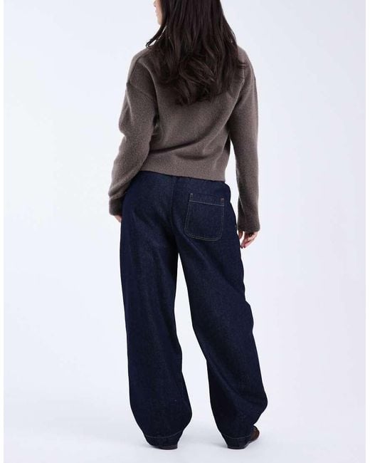 ASOS Pull On Barrel Leg Jean in Blue | Lyst UK