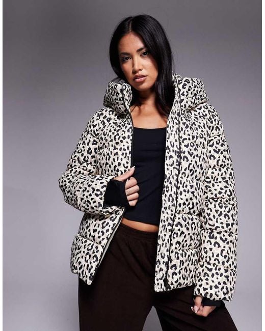 Barbour Olivio Oversized Leopard Print Puffer Jacket in Grey | Lyst UK
