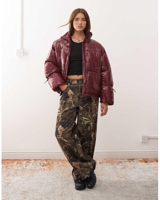 Noisy May Shiny Puffer Jacket in Red | Lyst UK