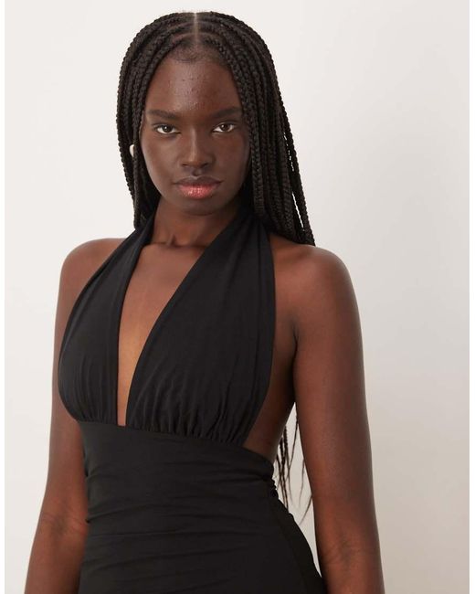 Gina Tricot Halterneck Dropped Waist Maxi Dress in Natural | Lyst UK