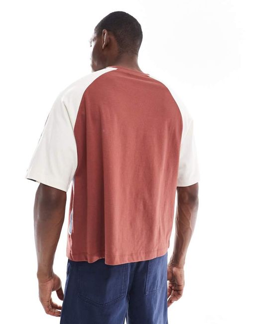 ASOS Boxy Oversized T-shirt With Cut And Sew Panelling And Sports Graphics in Red for Men | Lyst UK
