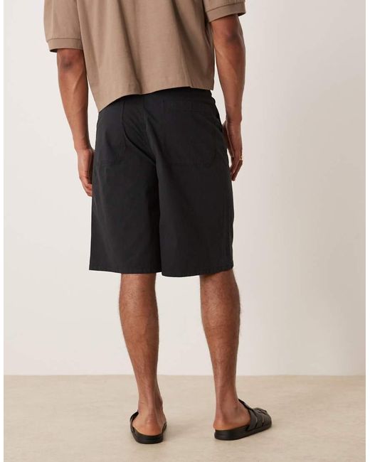 ASOS Long Length Pleated Shorts in Black for Men | Lyst UK