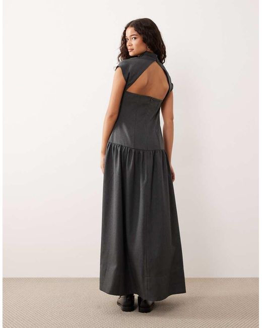 ASOS High Neck Drop Waist Maxi Dress in Black | Lyst UK