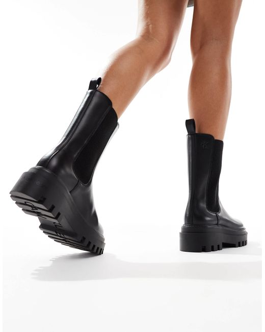 Calvin Klein Flatform Chelsea Boot in Black | Lyst