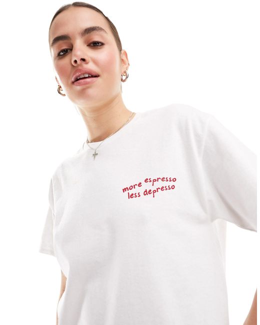 ASOS Oversized T-shirt With Croissant Espresso Graphic in White | Lyst