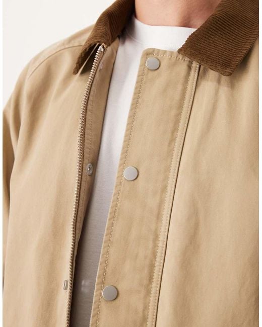 Abercrombie & Fitch Lightweight Cropped Barn Jacket in Natural for Men ...