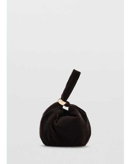 Mango Velvet Pouch Bag With Accent in White | Lyst UK
