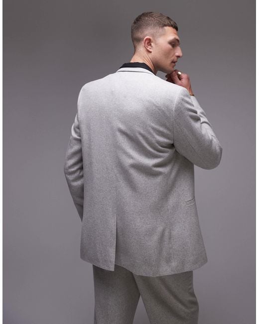 TOPMAN Premium Wool Mix Oversized Double Breasted Suit Jacket in Gray ...