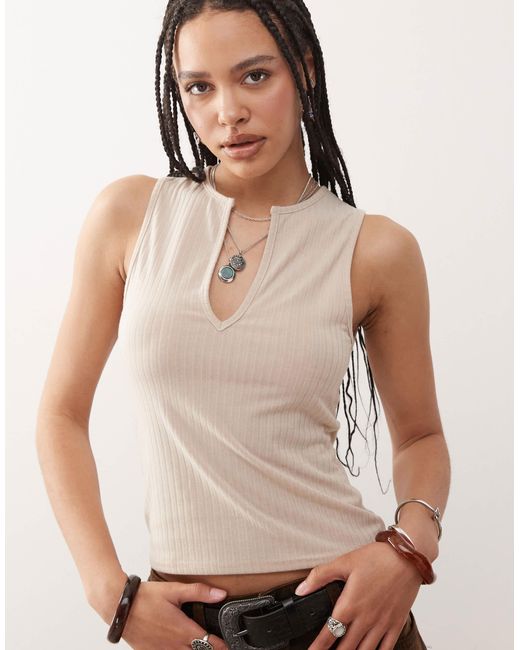 Collusion Notch Front Rib Detail Singlet | Lyst