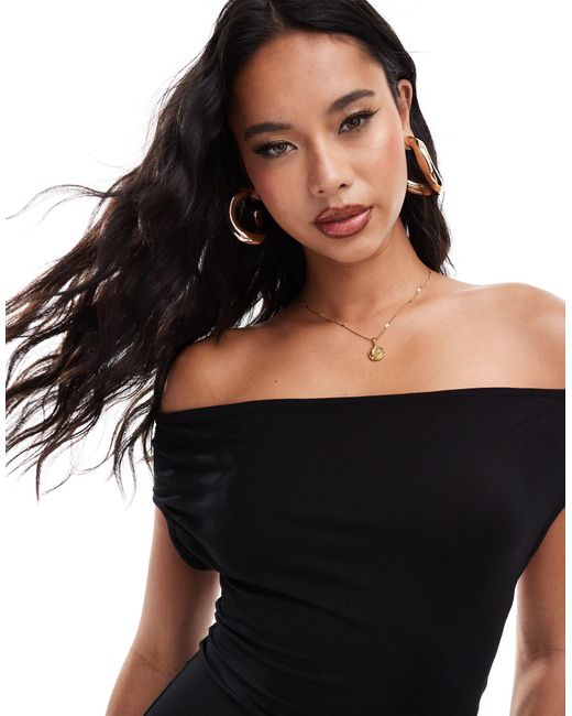 Asos Bardot Mini Dress With Flippy Skirt And Cut Out Back In Black Lyst